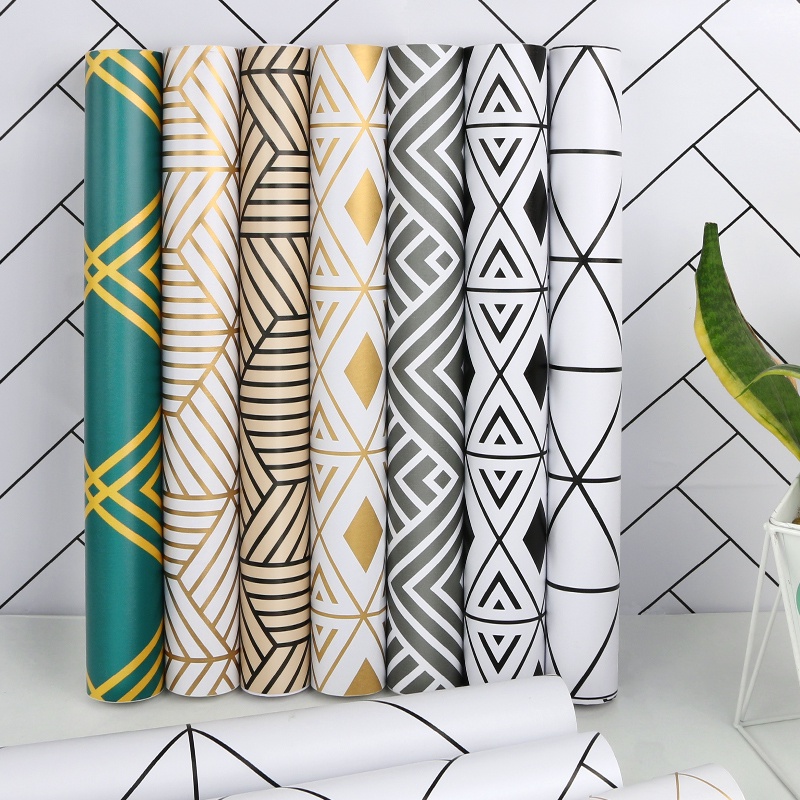 Geometric Wallpaper Washable pvc Sticky Paper Extra Thick Simple Nordic ...