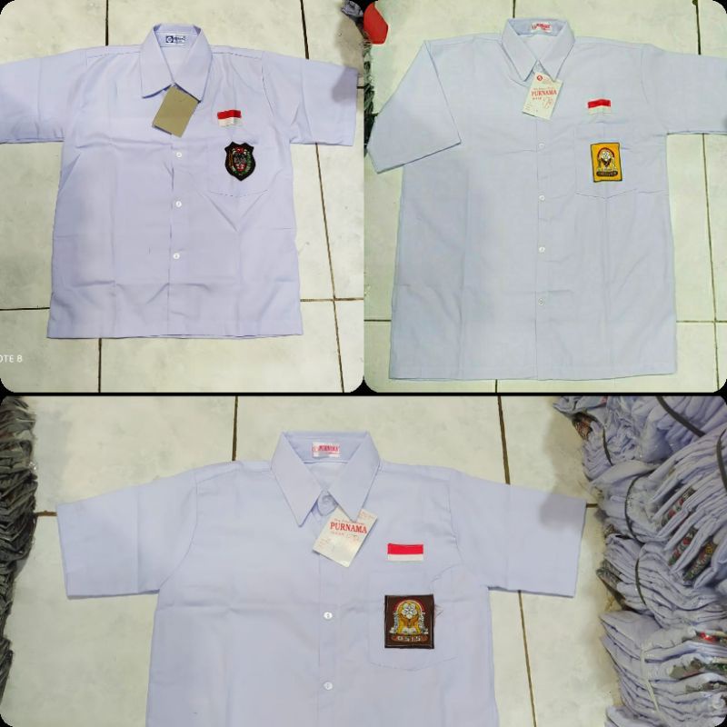PUTIH School Uniform - White Short Hem bed Embroidery SD/SMP/SMA ...
