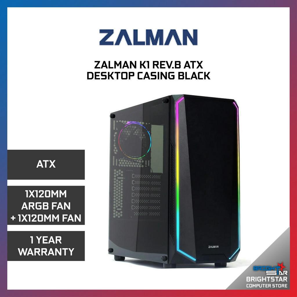 Zalman K1 Rev.B ATX Desktop Casing Black 1x120MM ARGB Fan + 1x120MM Fan ...