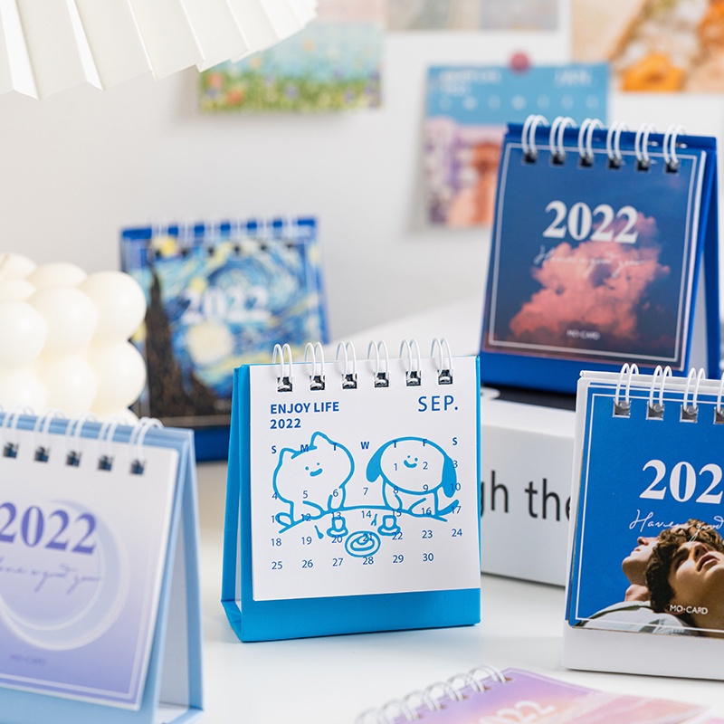 2022 mini Desk Calendar Creative Simple Small Desktop Plan Work ...