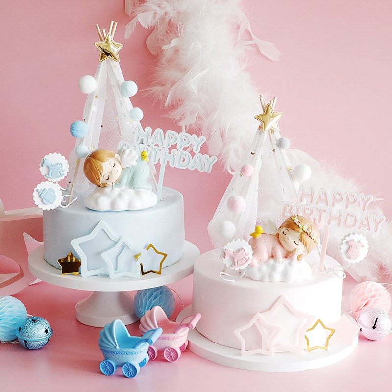 Angel Boy Girl Tent Cake Topper Baby Baby Baptism Hong Pei Decoration ...