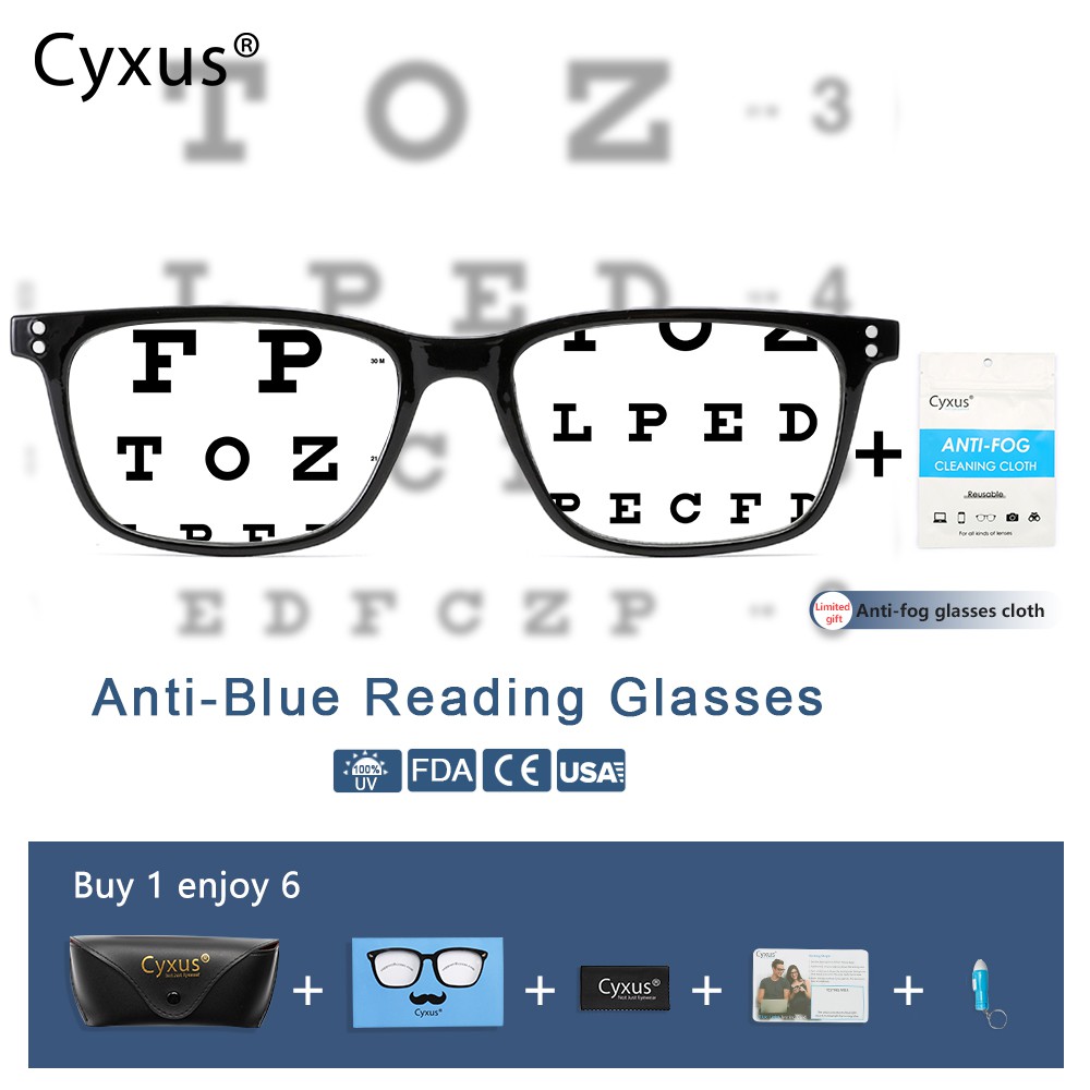 Cyxus Anti Blue Light Reading Glasses Rectangle PC Lens Computer ...