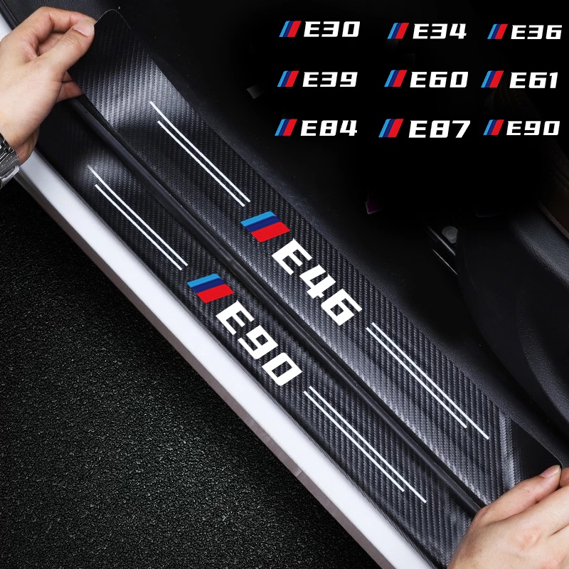 4pcs Carbon Fiber Car Door Sill Sticker For BMW E30 E34 E36 E39 E46 E60 ...