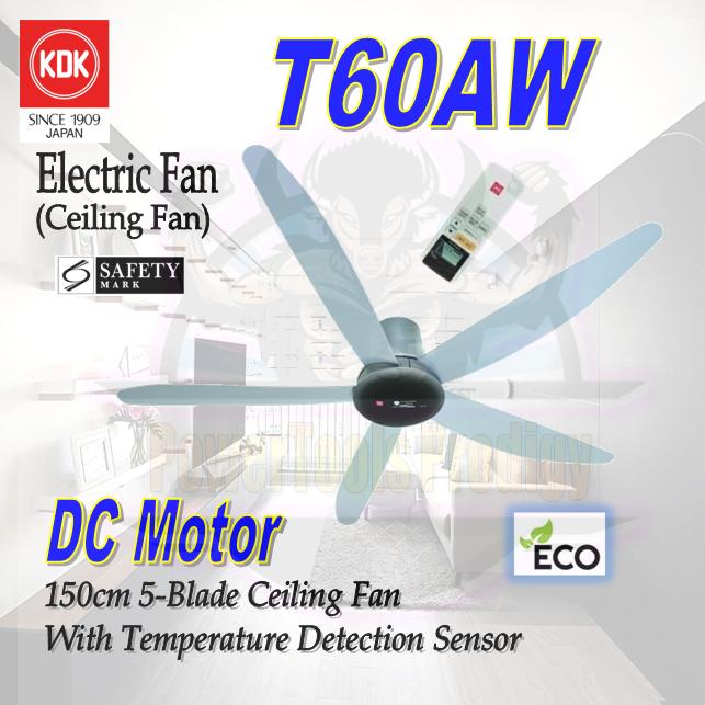 KDK T60AW CEILING FAN WITH DC MOTOR AND REMOTE CONTROL/ 150CM 60" FAN ...