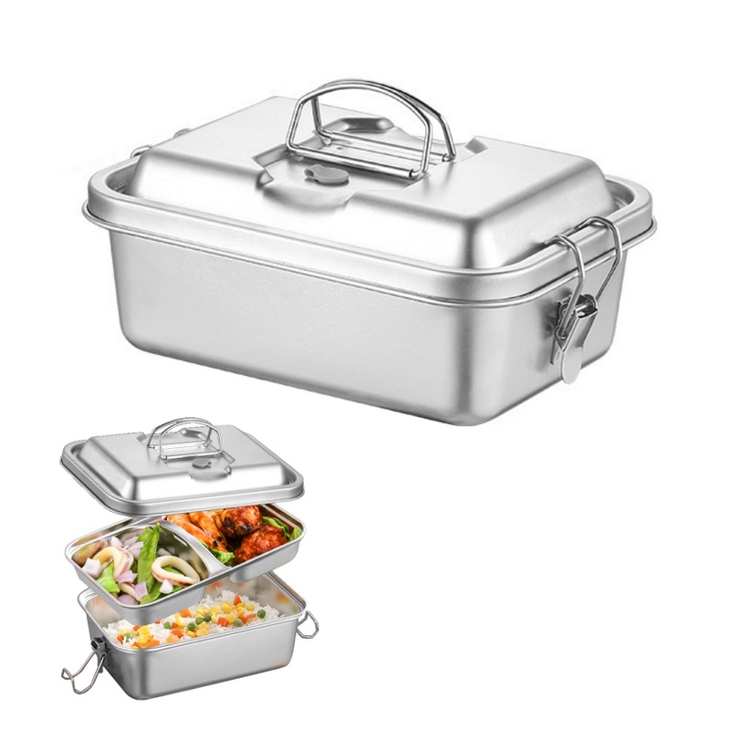 SUS 304 STAINLESS STEEL RECTANGULAR LUNCH BOX FOOD CONTAINER 1800 ML ...