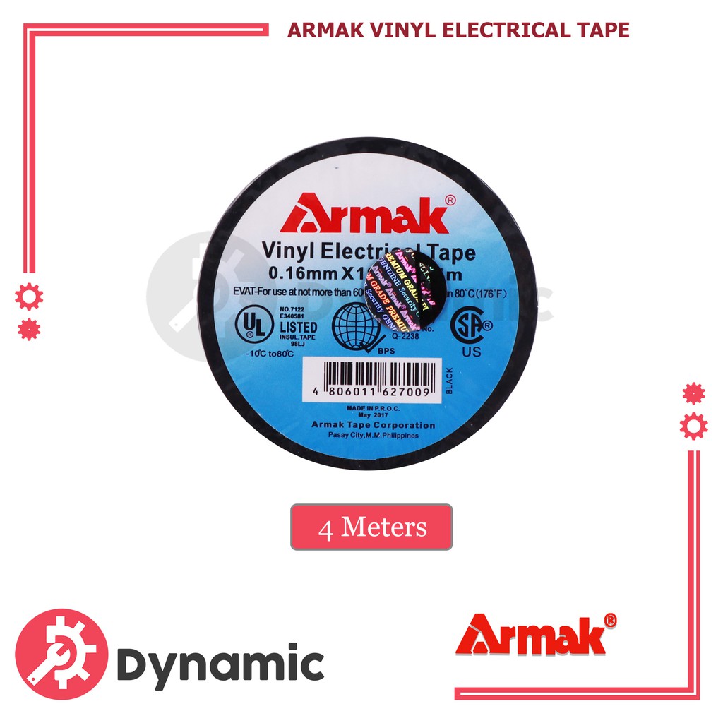 Armak Vinyl Electrical Tape 0.16mm x 19mm x 4m Small Insulation Tape ...