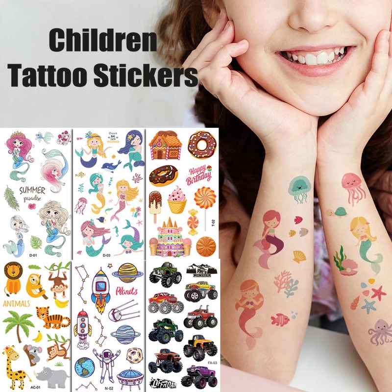 10Pcs Colorful Water Transfer Tattoos / Waterproof Body Decals for ...