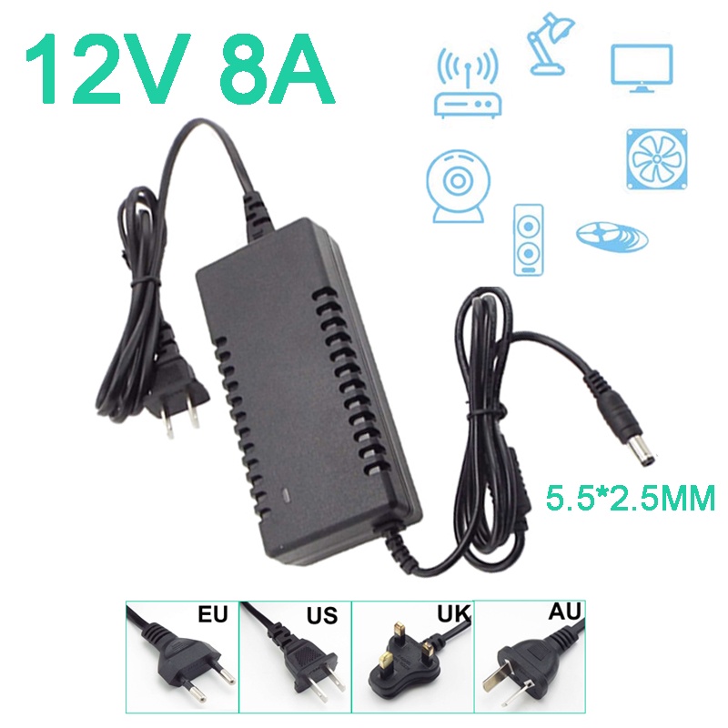 CCTV Camera Power Adapter 12V 8A 8000Am AC to DC Supply Converter ...