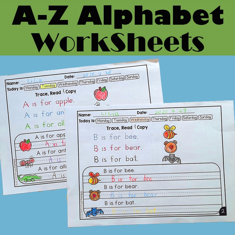26 Letters From-A-to-Z Alphabet Sentence writing exercises Preschool ...