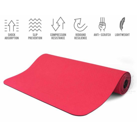 Trident TPE Dual Layer Premium Master Yoga Mat Red/Black (6mm) | Shopee ...