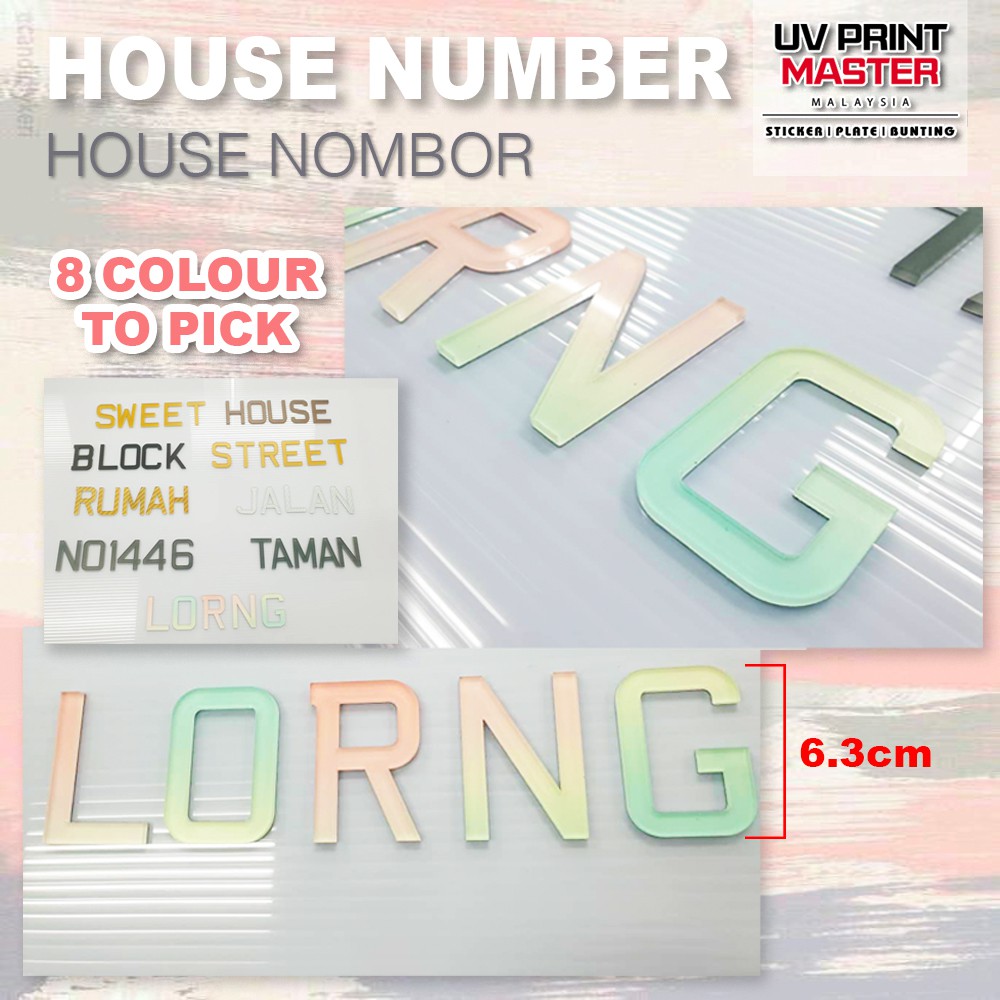 House Number Plate/Double Tape/Nombor Rumah/Plate Rumah/Acrylic Number ...