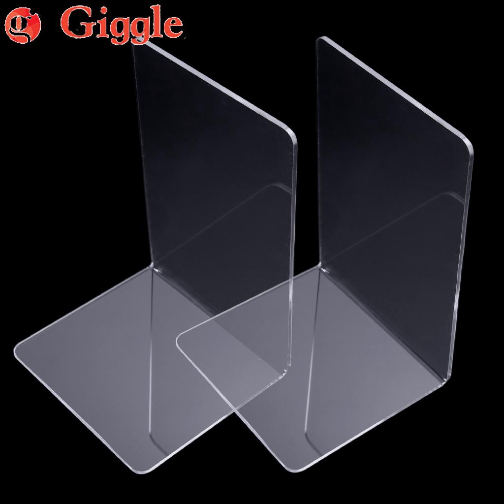 New One Pair Plastic Clear Acrylic Bookend Organizer Stand Stationery ...