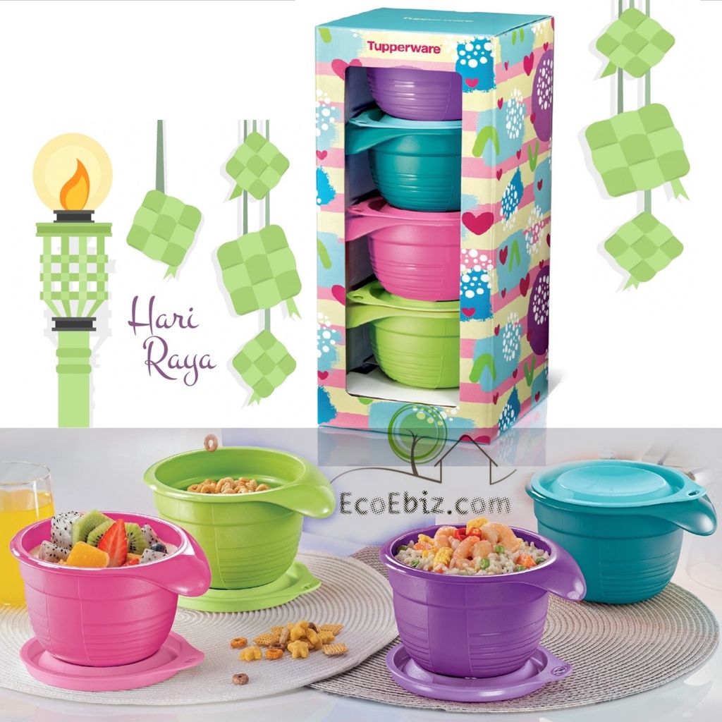 TUPPERWARE GIFT Set BOX! TUPPERWARE Pastel Pretty Bowl 650ml 4in1 Gift ...