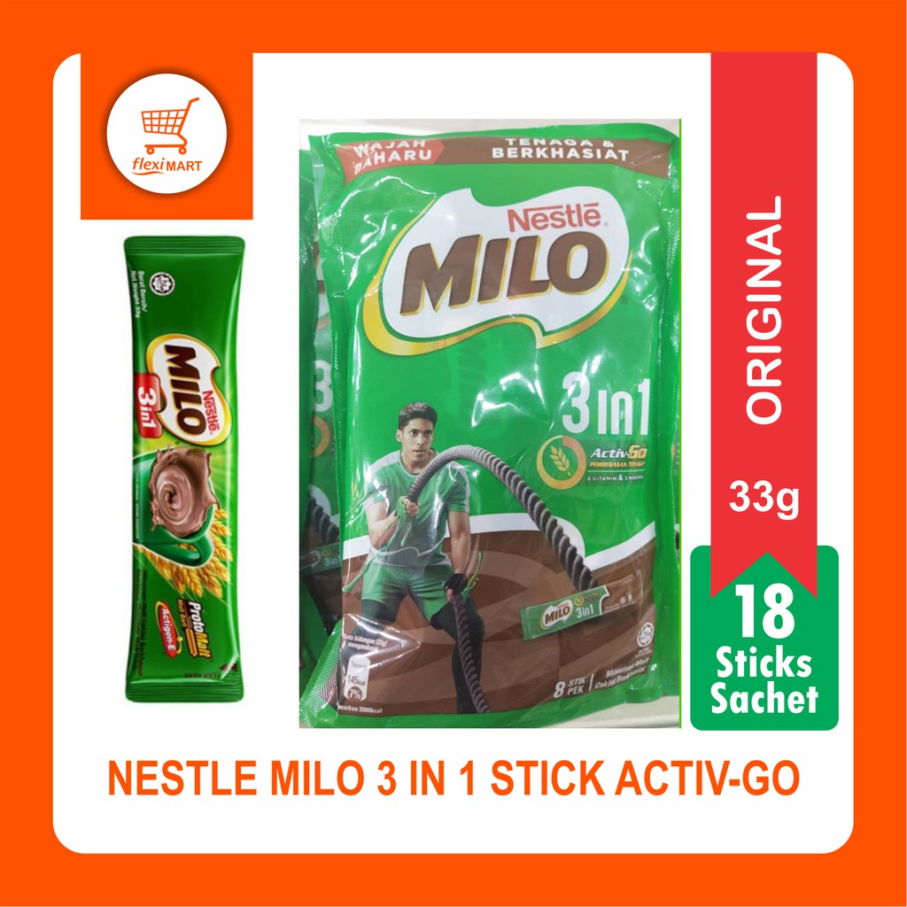 Nestle MILO 3 In 1 Activ-Go (33g) (8 Sticks / 18 Sticks Sachets ...