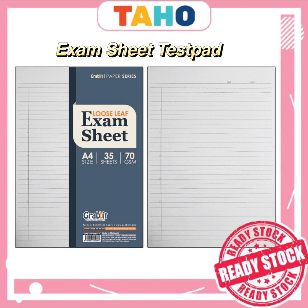 Exam A4 Testpad / Loose Leaf Exam Sheet Paper (35 sheet) | Shopee Singapore