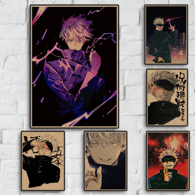 Vintage Japanese Anime Jujutsu Kaisen Gojo Satoru Retro Poster Kraft ...