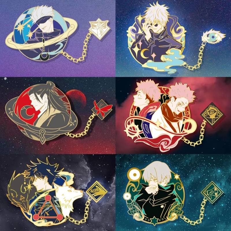 Anime Jujutsu Kaisen brooch Gojo Satoru figure Metal Chain Badge Button ...