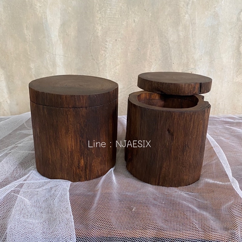 Teak Box Round Wooden (Natural Wood Rotating Lid) | Shopee Singapore