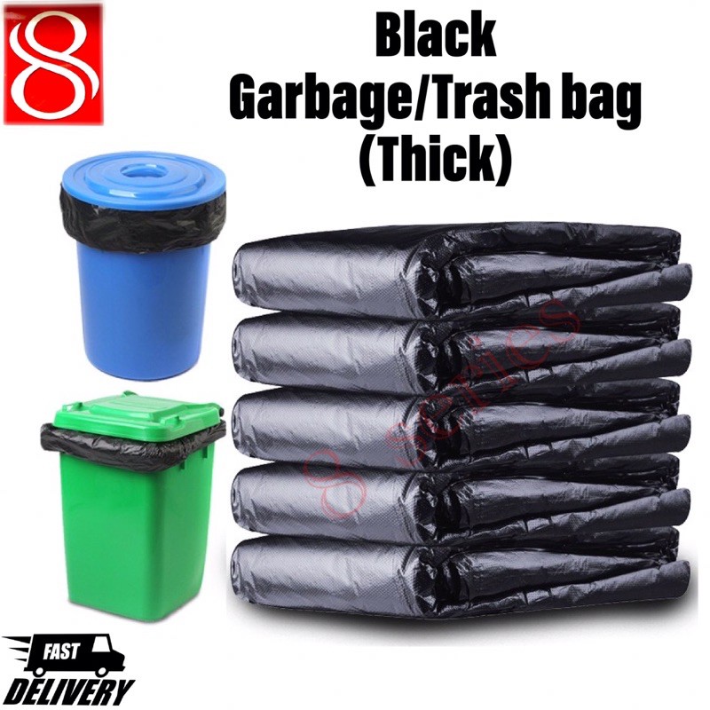 Black Garbage/ Trash bag size- 24”x28” / 30x34”/ 36x48” | Shopee Singapore