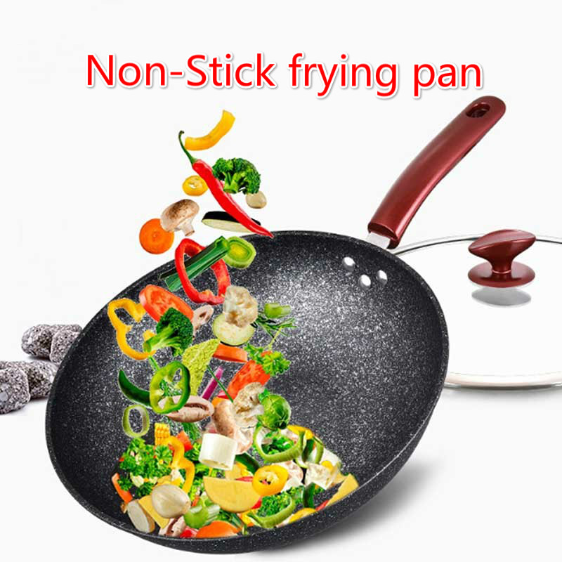 Non-stick frying pan Maifan Stone Wok Burner Induction Cooker Gas Wok ...