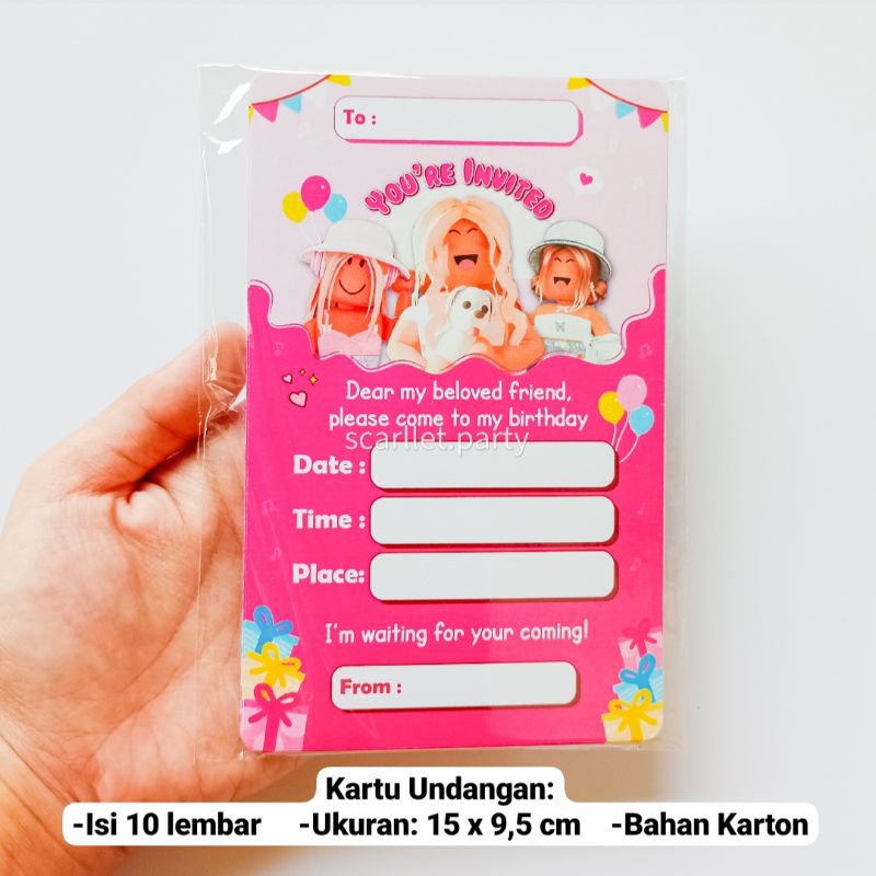 Birthday INVITATION CARD Contents 10 ROBLOX BOY GIRL INVITATION CARD ...