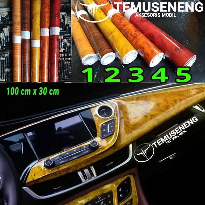 KAYU Car Interior Sticker Dashboard Panel Wood Grain Motif Dashboard ...