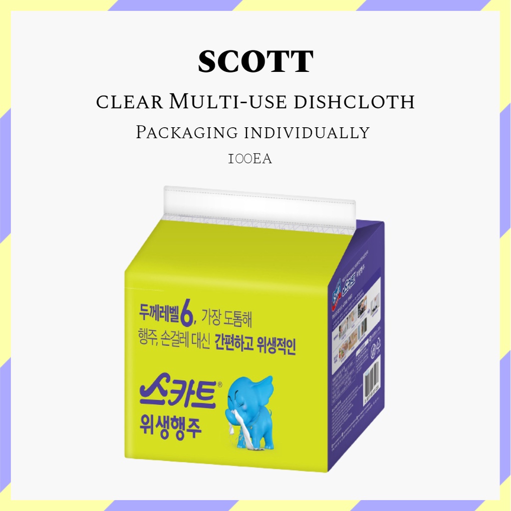 [SCOTT] Clear Dishcloth 100Sheet / Scouring Pads/Disposable Kitchen ...