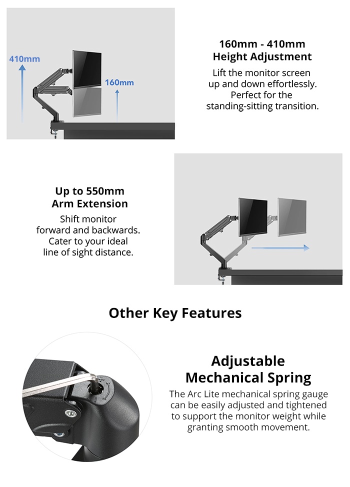PRISM+ Arc Lite Single VESA Monitor Arm | Shopee Singapore