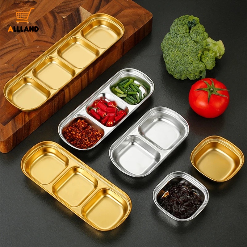 1-4 Grids Stainless Steel BBQ Seasoning Dish/ Multipurpose Food Sauce ...