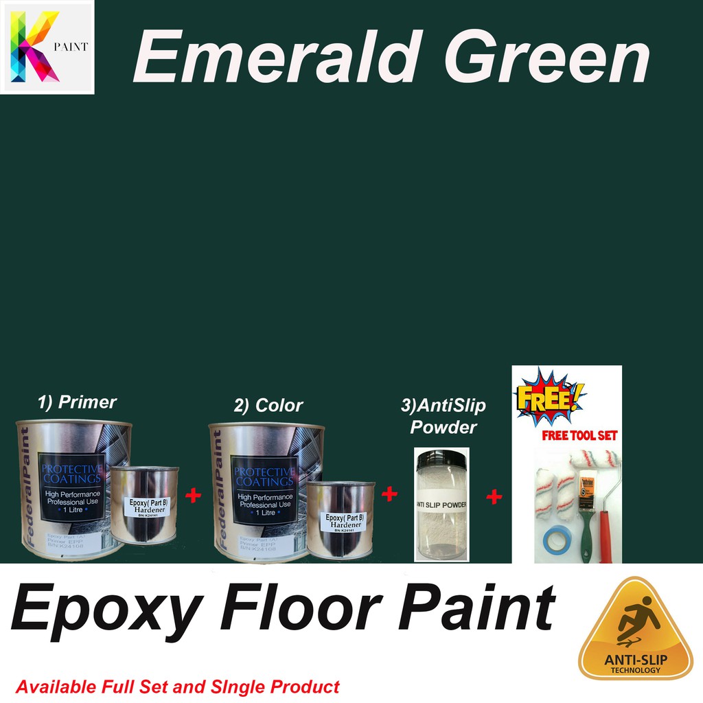 MERDEKA Epoxy Floor Paint Emerald Green Color Cat Lantai Tiles dan ...