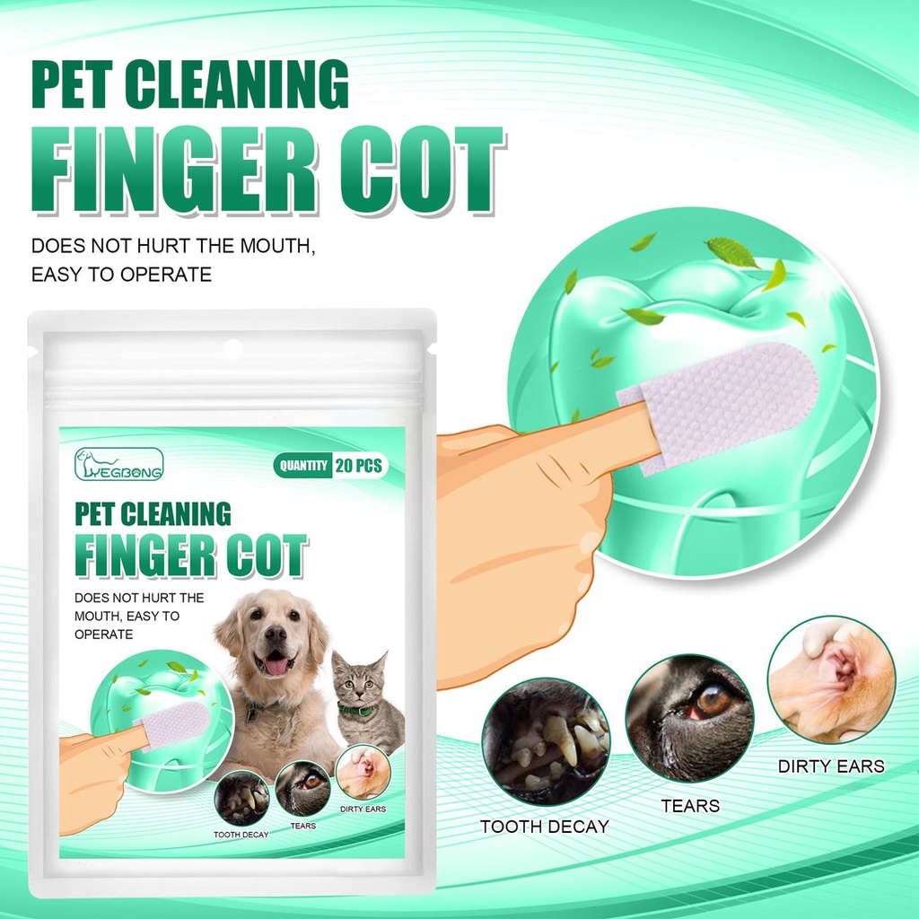 20Pcs/Pack Pet Teeth Cleaning Finger Cot Ultra Soft Disposable Multi ...