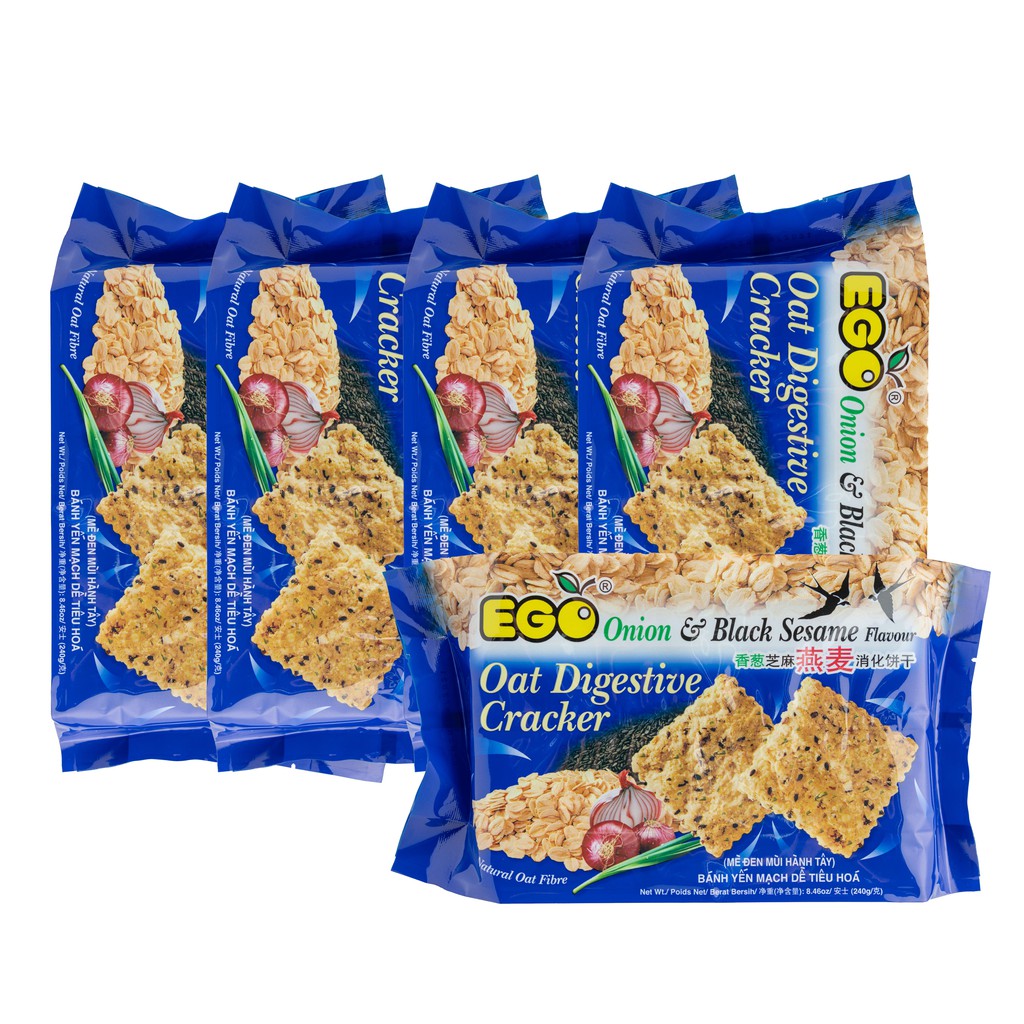 EGO Oat Digestive Crackers - Black Sesame and Onion Flavour (Box 5x240g ...