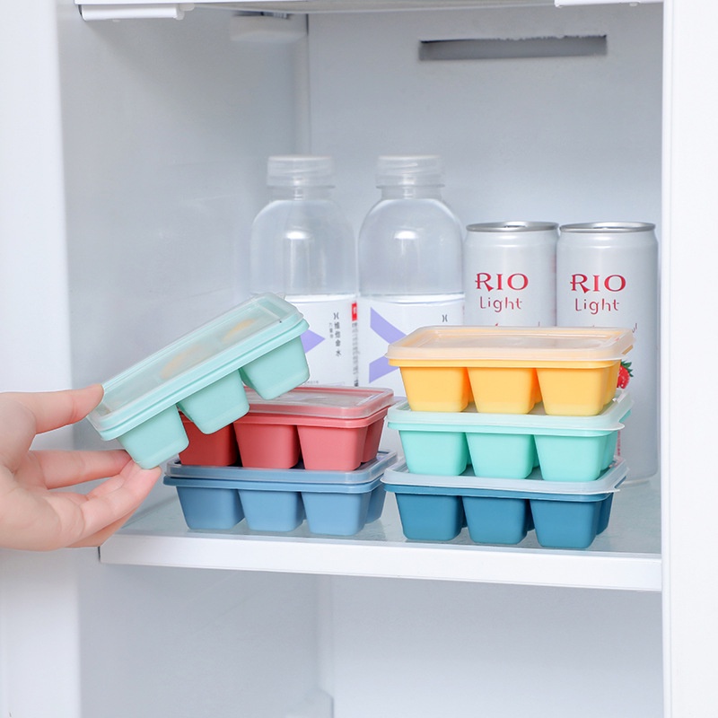 6 Grid Ice Cube Ice Maker Frozen Mold Freezer Frozen Ice Box with Lid ...