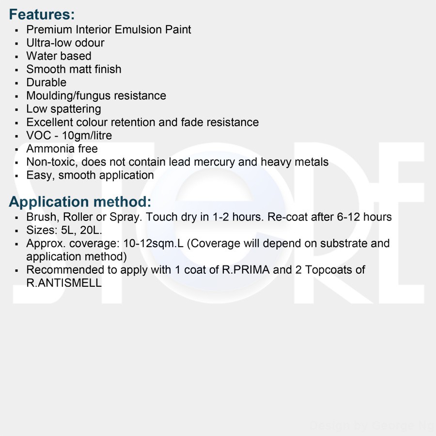 Raffles Paint R.Anti-Smell Emulsion Paint 20 Litres MADE IN SINGAPORE ...