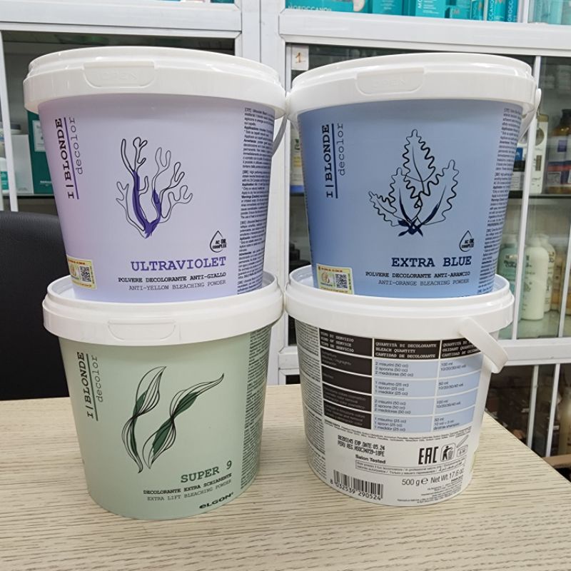 Italian ELGON HAIR BLEACHING POWDER 500ML (PURPLE BLEACHING, BLUE ...