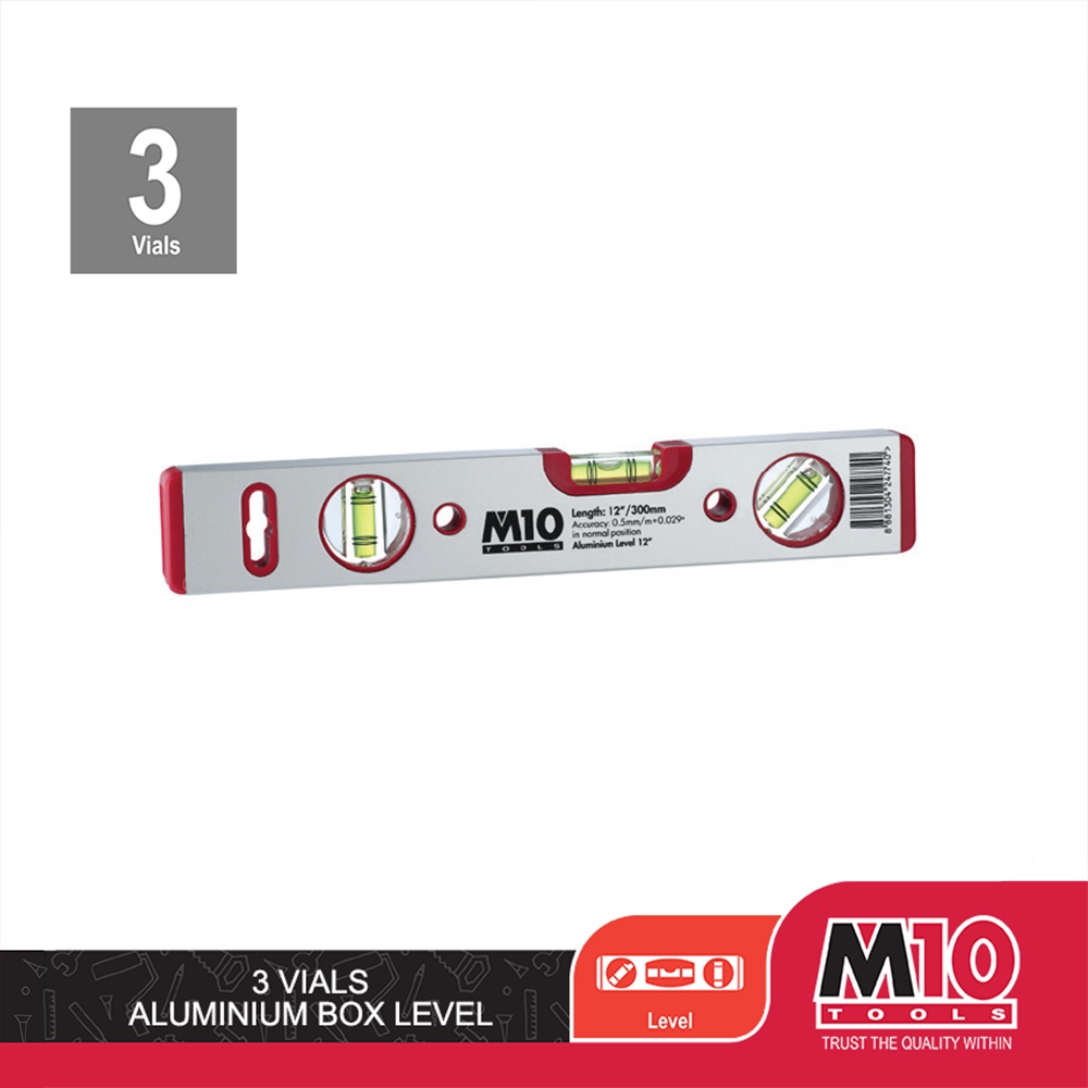 M10 3 Vials Aluminium Box Level (12"/18"/24"/36"/48"/60") | Shopee ...