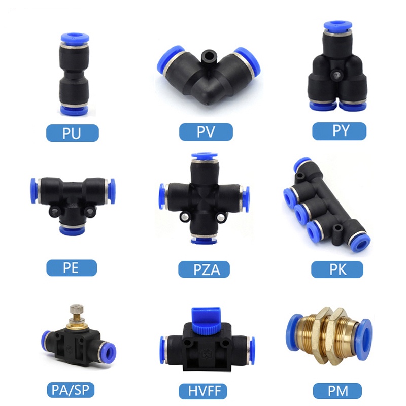 Pneumatic Fitting Pipe Connector Tube Air Quick Fittings Push In Hose ...