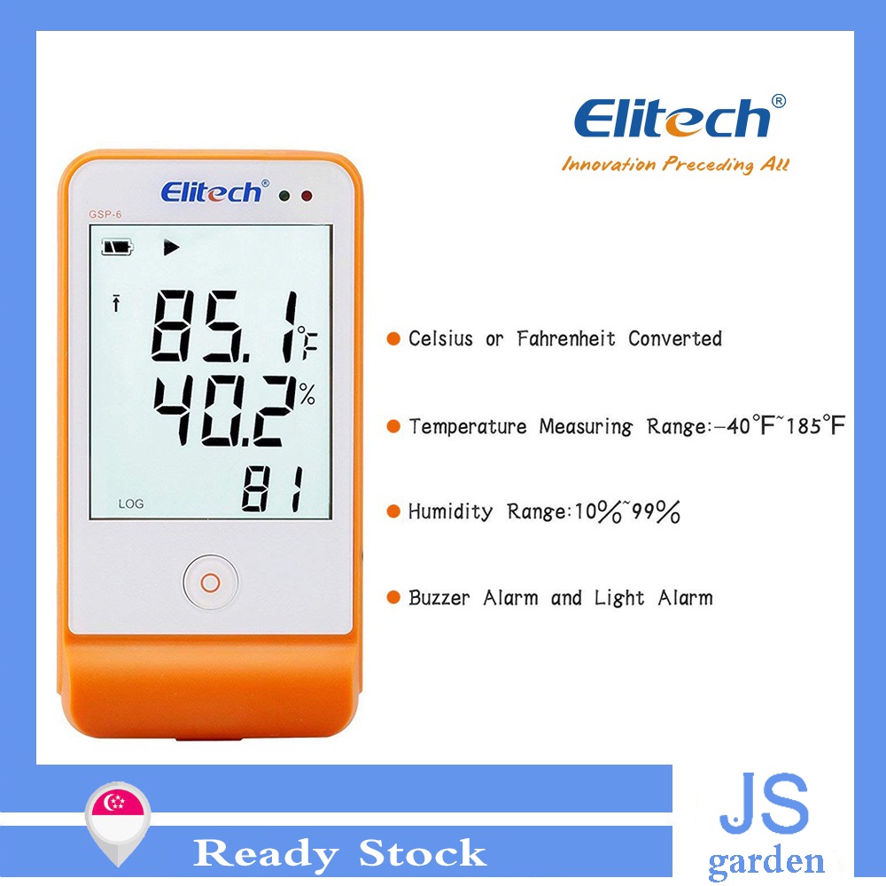 Elitech GSP-6 Digital Temperature and Humidity Data Logger -40℉ to 158℉ Max Accuracy up to ±0.6 ...