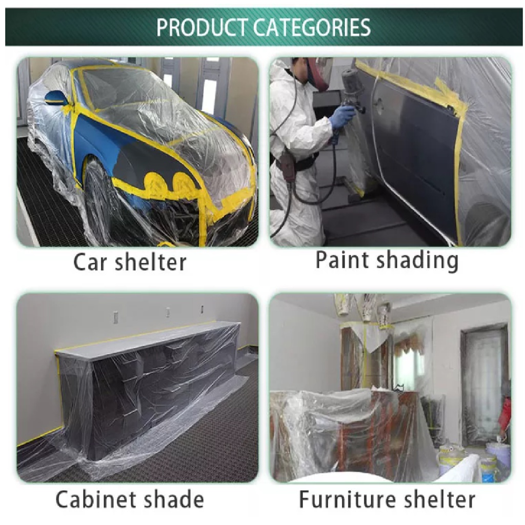 Cheapest Pre-Taped Plastic Drop Sheet Roll For Dust Prevention ...