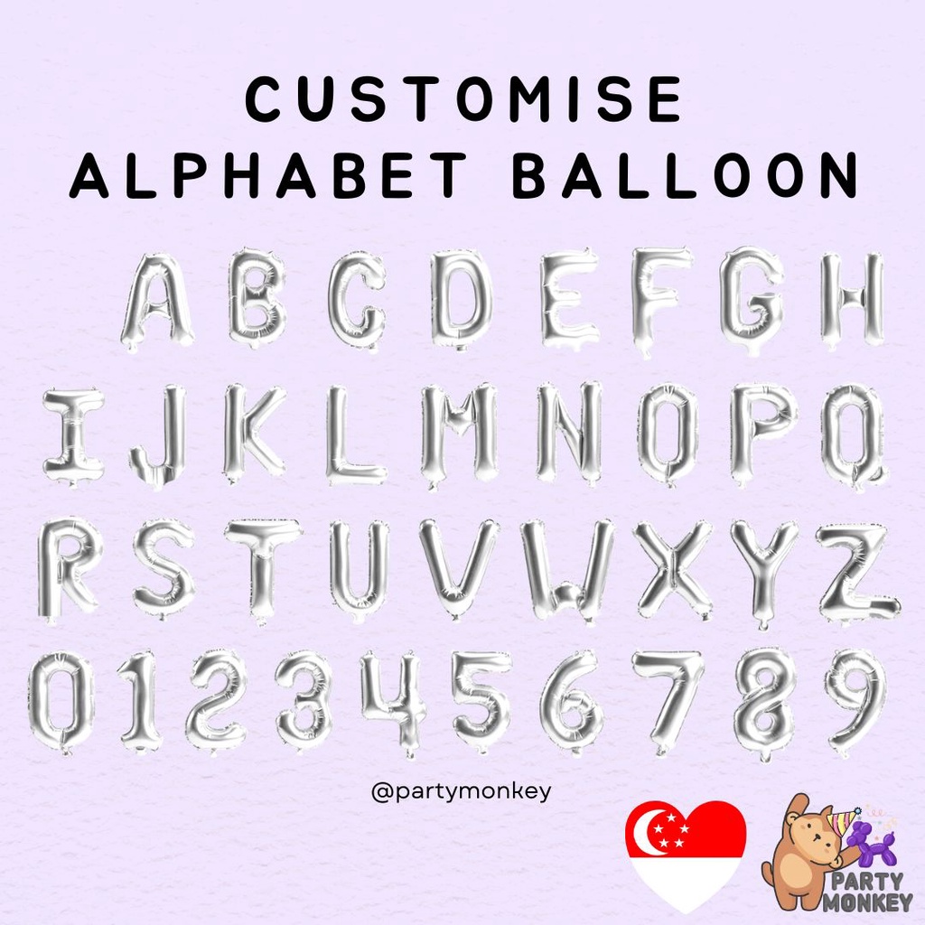 [SG Instock] Silver Letter Balloon Alphabet Balloons Number Balloon ...