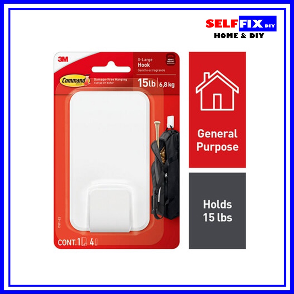 3M Command Mega Utility X-Large Hook 6.8KG - White (17011-ES) | Shopee ...
