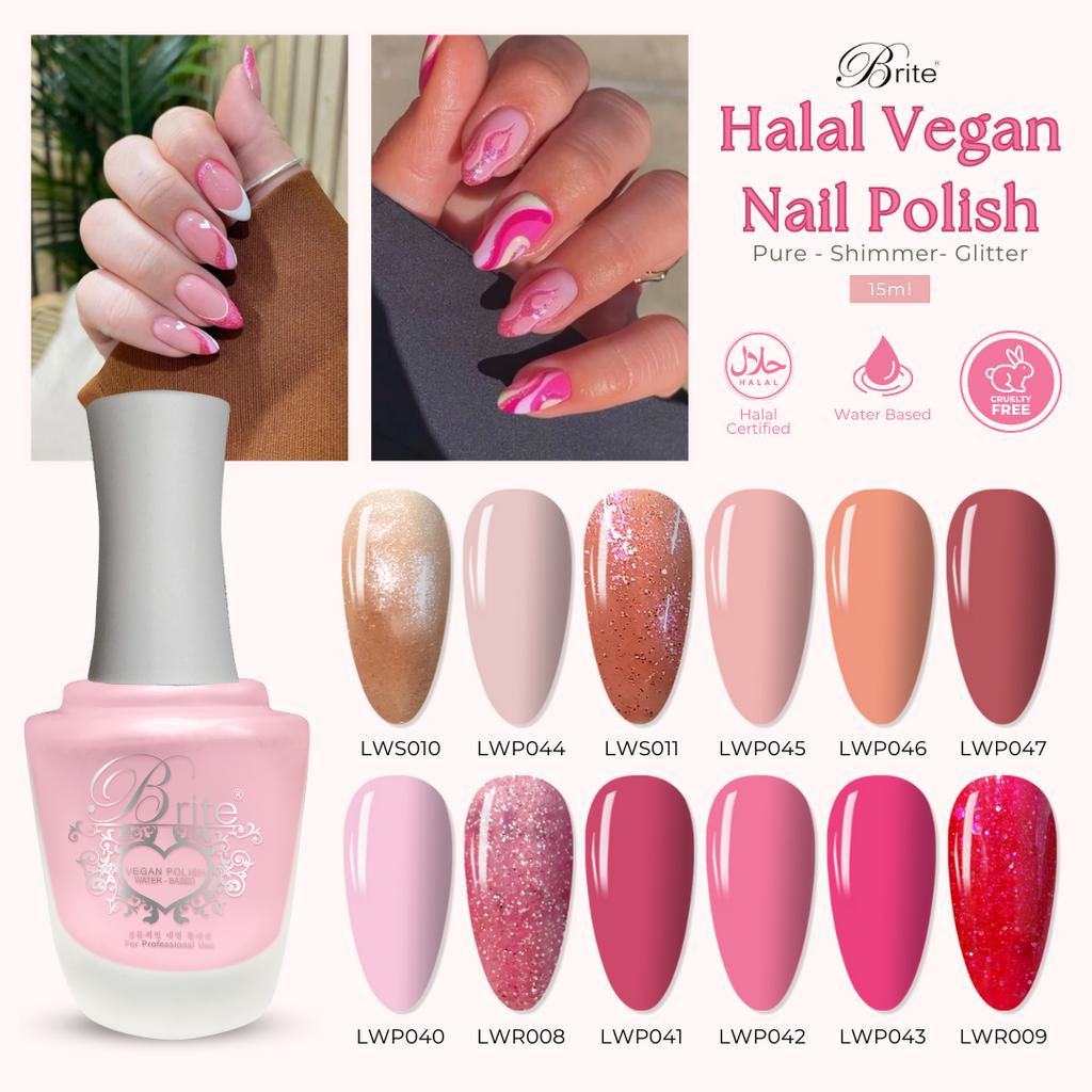 Brite Halal Vegan Nail Polish - Pink (Breathable, Wudhu Friendly ...