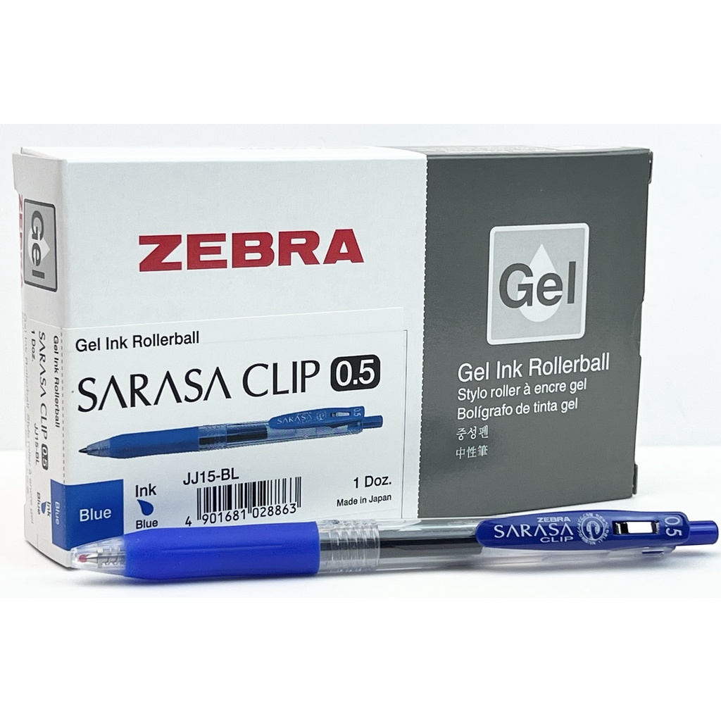 Sarasa 12 pcs Zebra Clip BLUE Gel Ink Rollerball Pen - JJ15-BL - 0.5mm ...