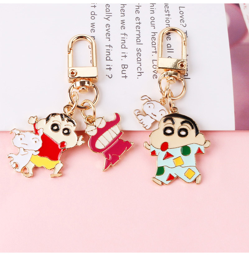 Japanese Cute Cartoon Couple Crayon Shin-Chan Keychain Puppy Key Ring ...