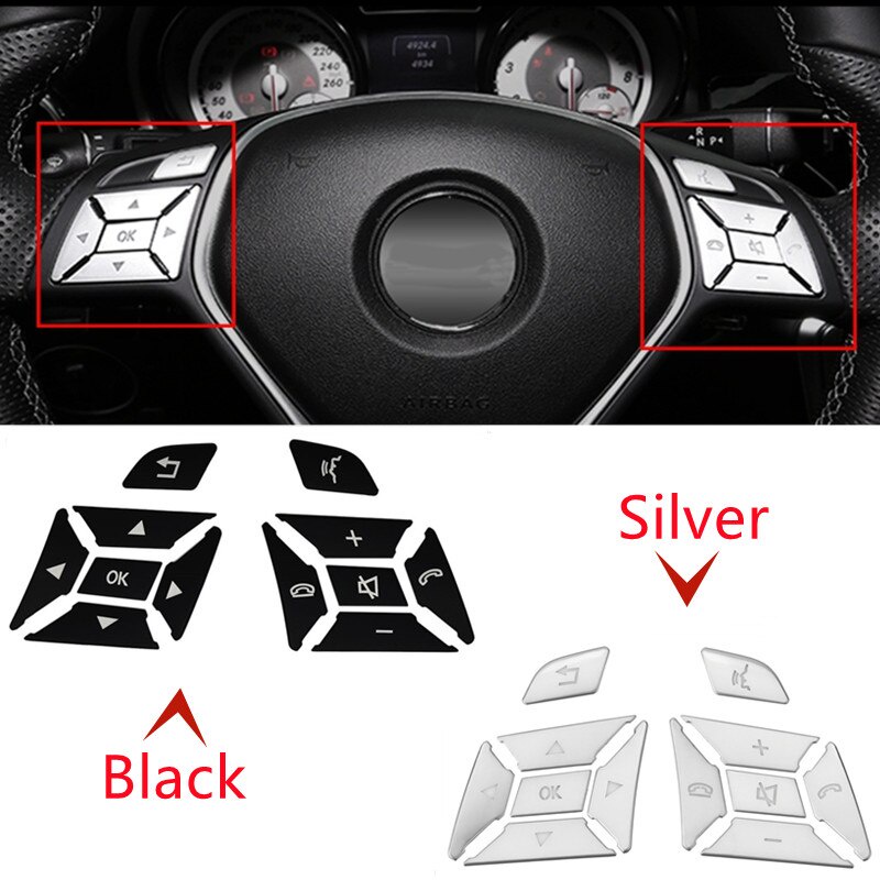 Car Steering Wheel Button Switch Trim Cover Sticker Fit For Mercedes ...