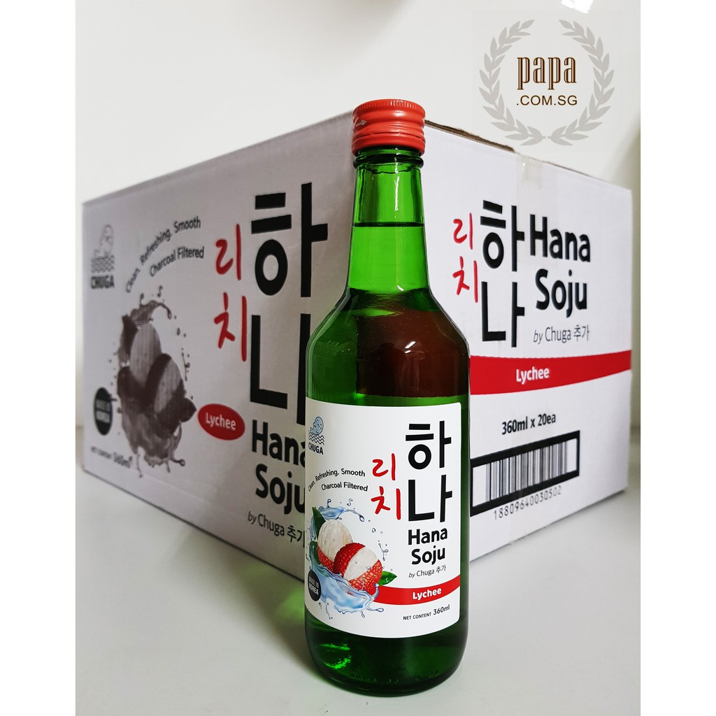 Hana Korean Soju LYCHEE- Charcoal Filtered - 8% ABV (20 x 360ml ...