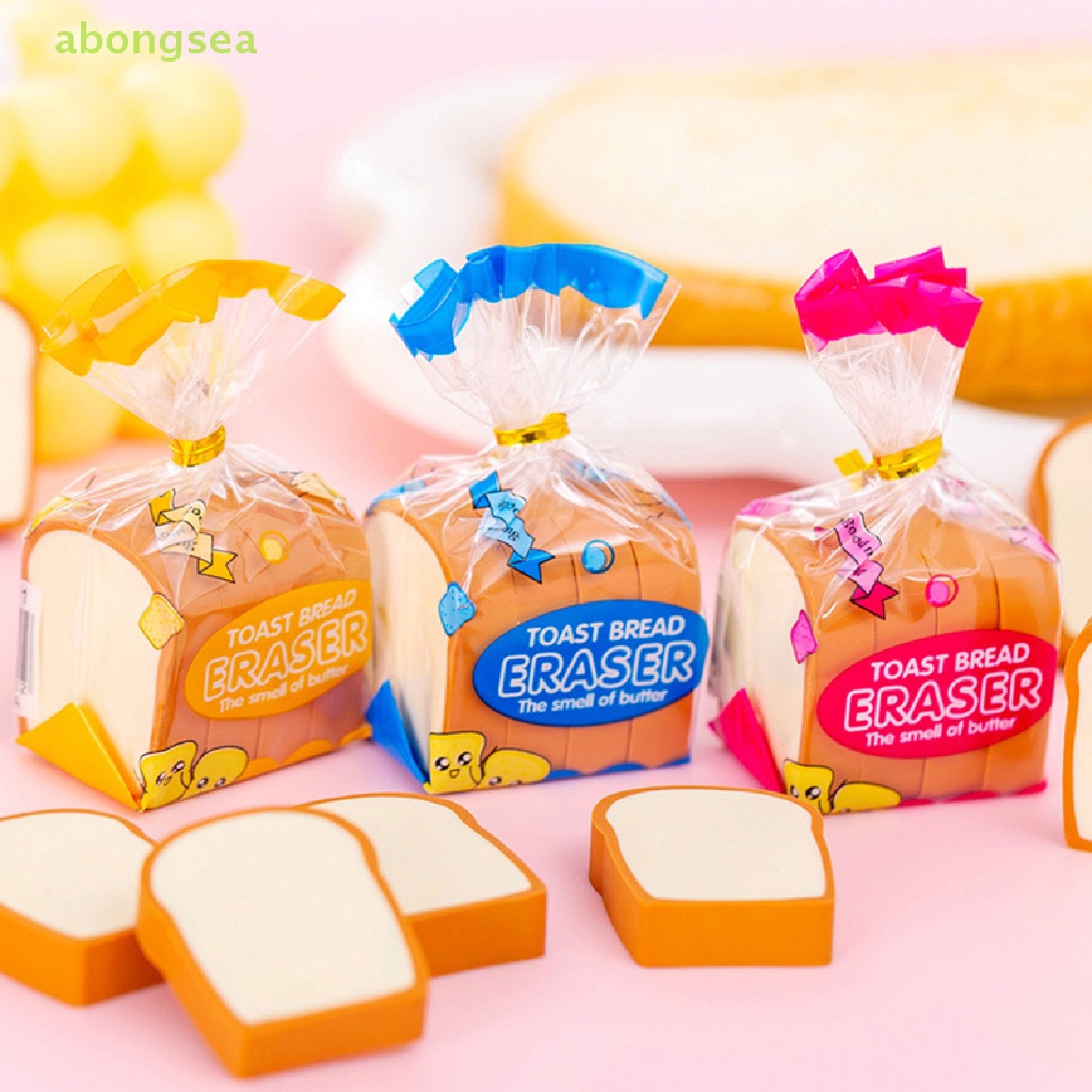 abongsea 4pcs/set Kawaii Food Eraser Stationery Toast Bread Rubber ...