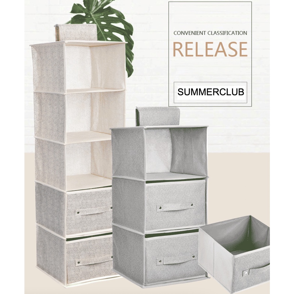 Wardrobe Organizer Hanging Storage box with Drawer | Shopee Singapore