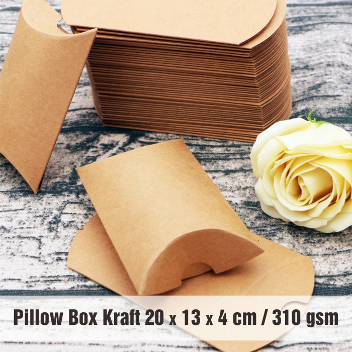 Pillow Box Souvenir Box Gift Paper Bag Kraft 20x13x4 cm 310 gsm (1 Pack ...