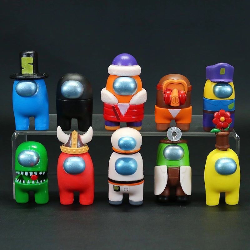 Among Us Imposter Figure Set Of 10pcs Gohopecell Topper cake Among Us ...